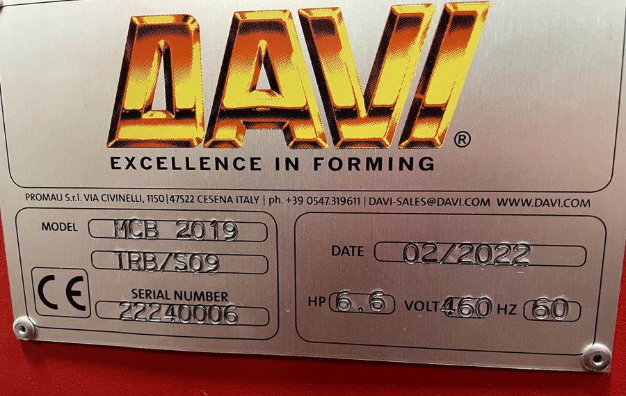 3/8" x 6' DAVI Plate Roll MCB 2019 (NEW!) | Gladwin Machinery