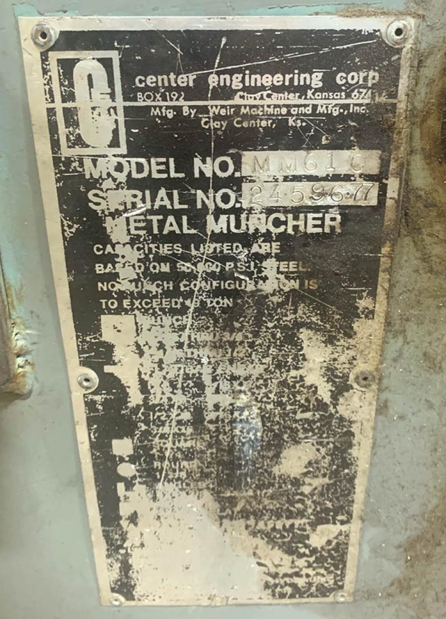 49 Ton Metal Muncher Ironworker | Gladwin Machinery